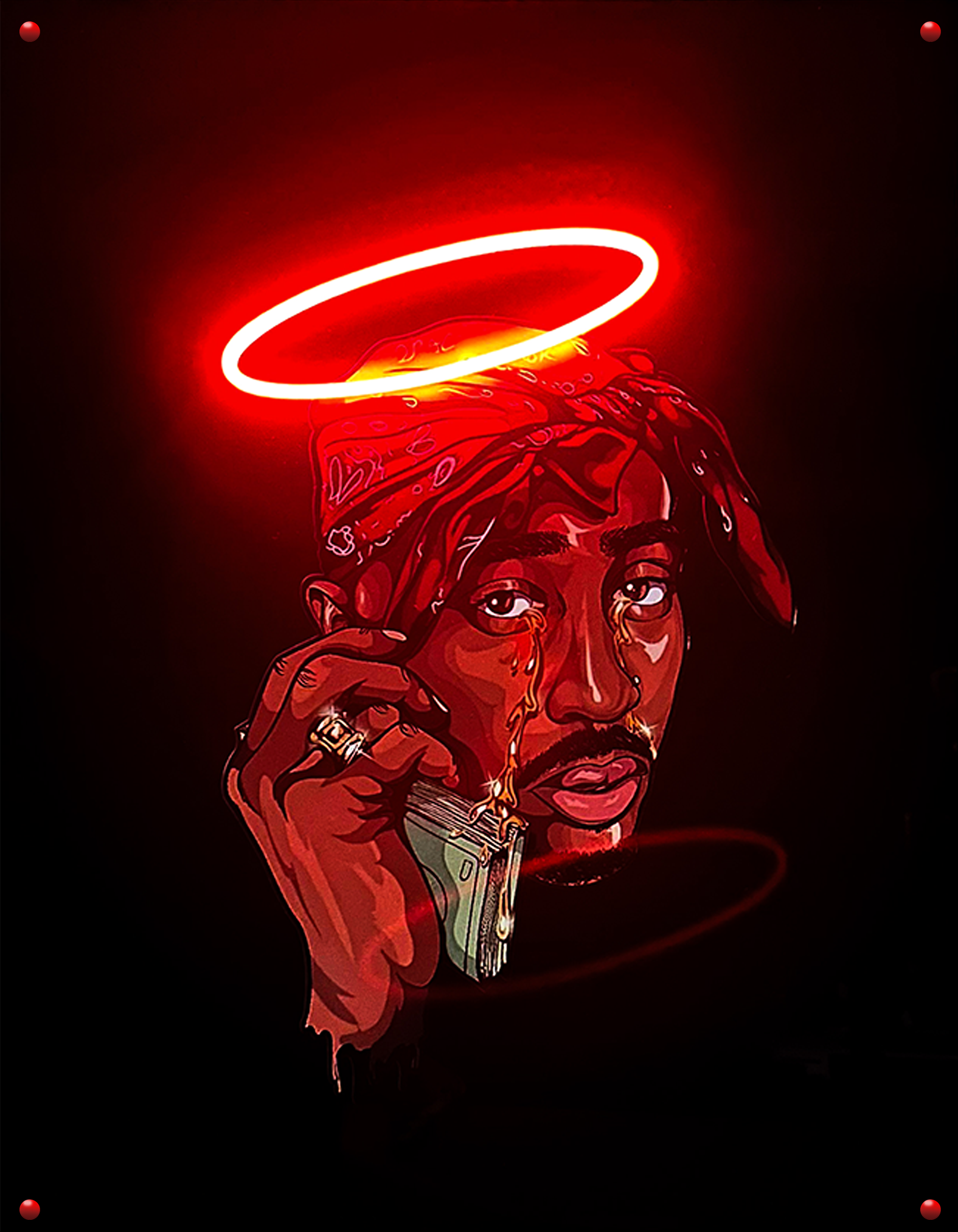 Tupac Halo LED Illuminated Acrylic Wall Art Tribute – Lux Neon LED Fine Art